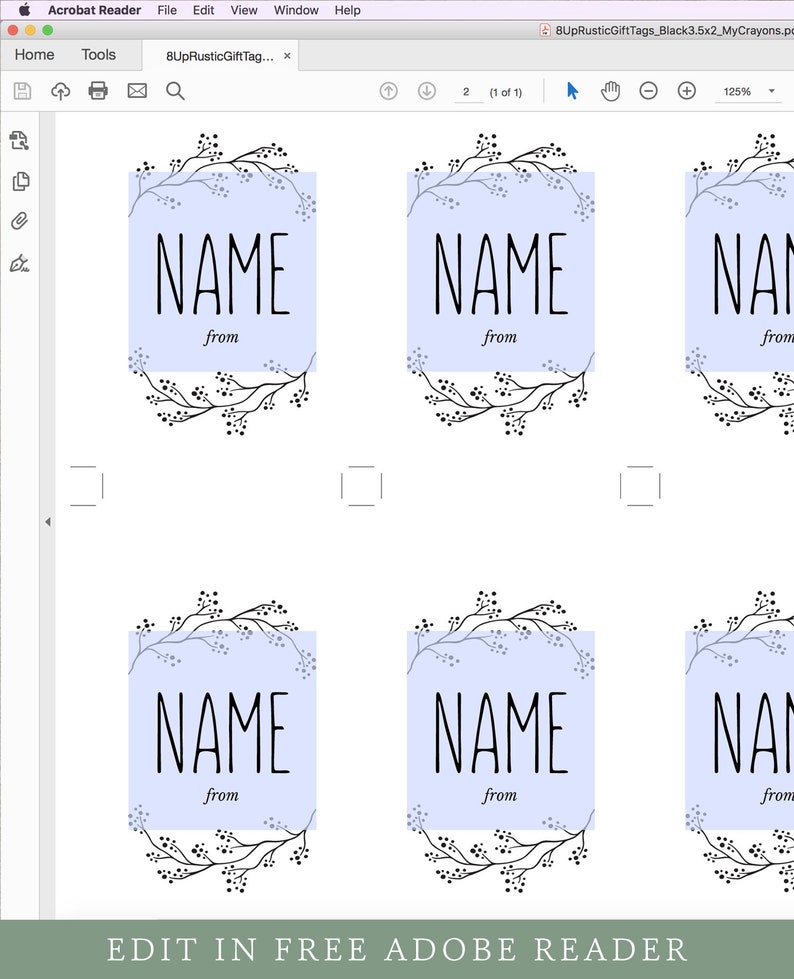 Rustic Christmas Gift Tags Template Editable Holiday Gift - Etsy