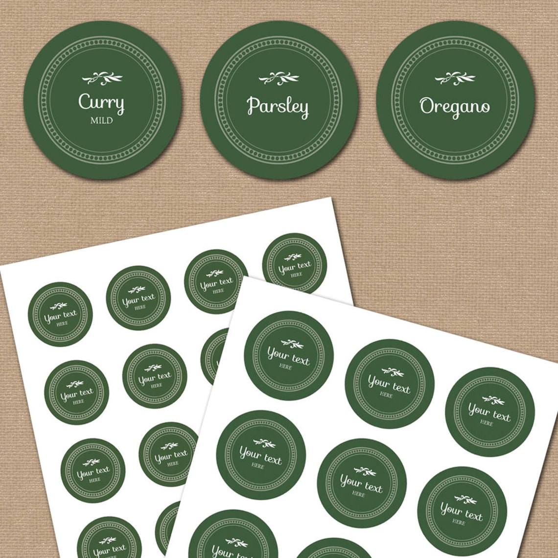 Printable Spice Labels Green // Instant Download Kitchen | Etsy
