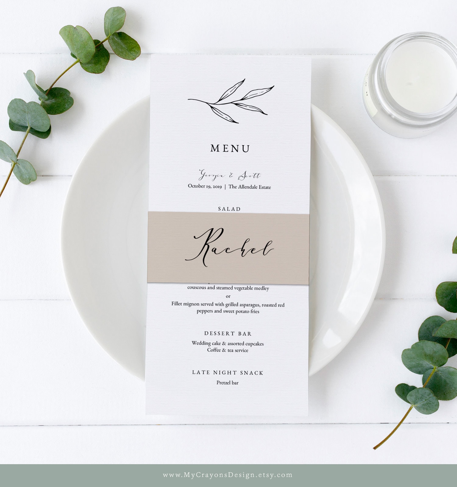 Rustic Wedding Menu Template