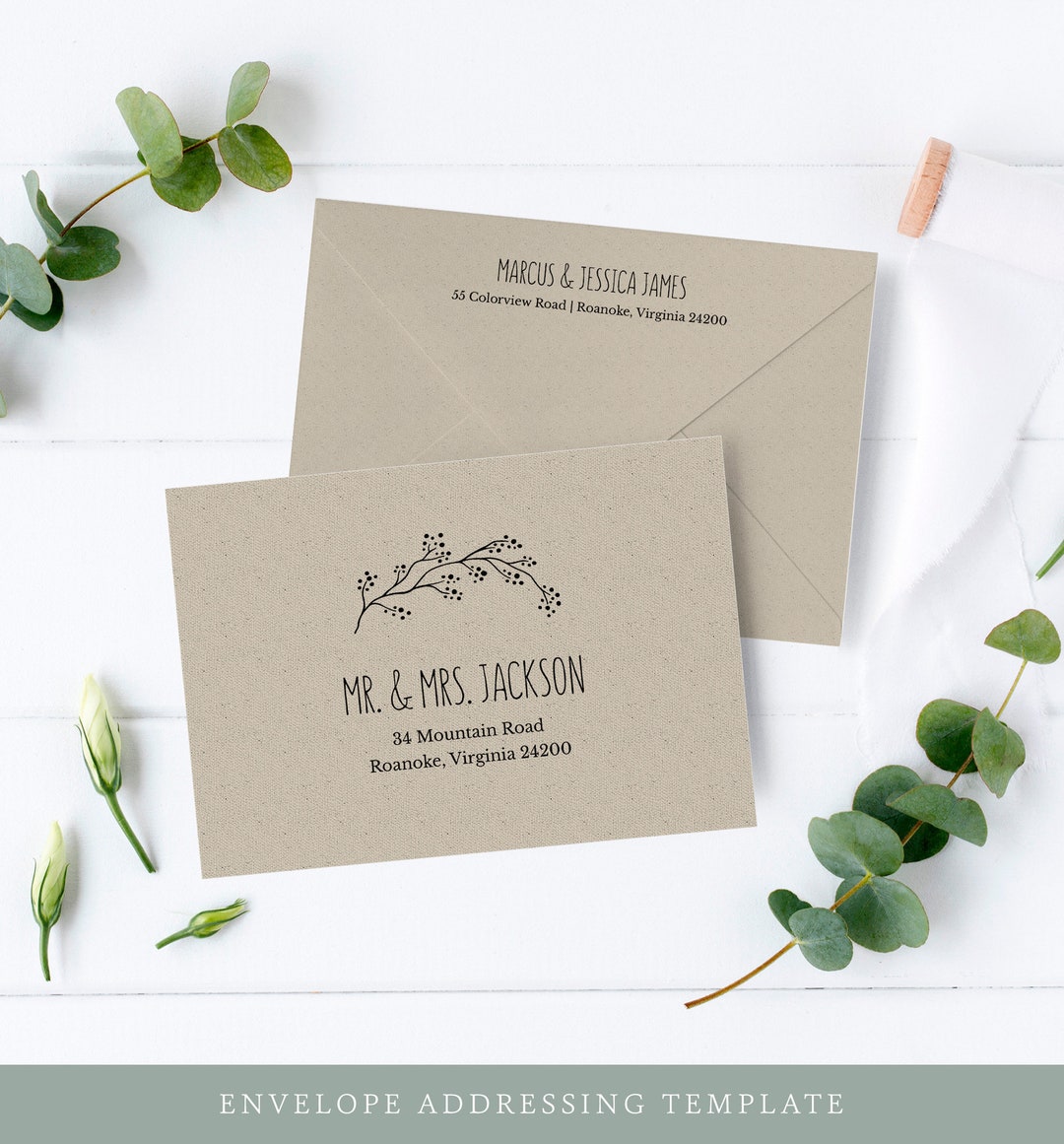 Rustic Envelope Template Envelope Addressing Template - Etsy