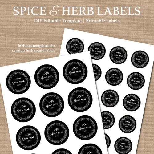 Editable Spice Labels Printable // DIY Printable Kitchen - Etsy Canada