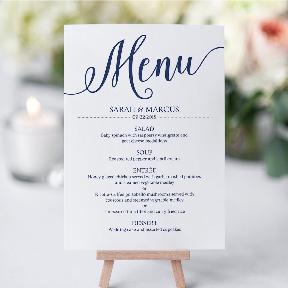 Printable Wedding Menu Navy Menu Card / Navy Wedding Menu - Etsy