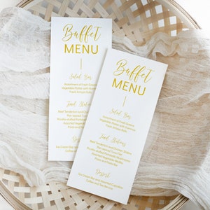 Gold Wedding Menu Template, Buffet Menu Cards, Editable, DIY, Modern - Etsy