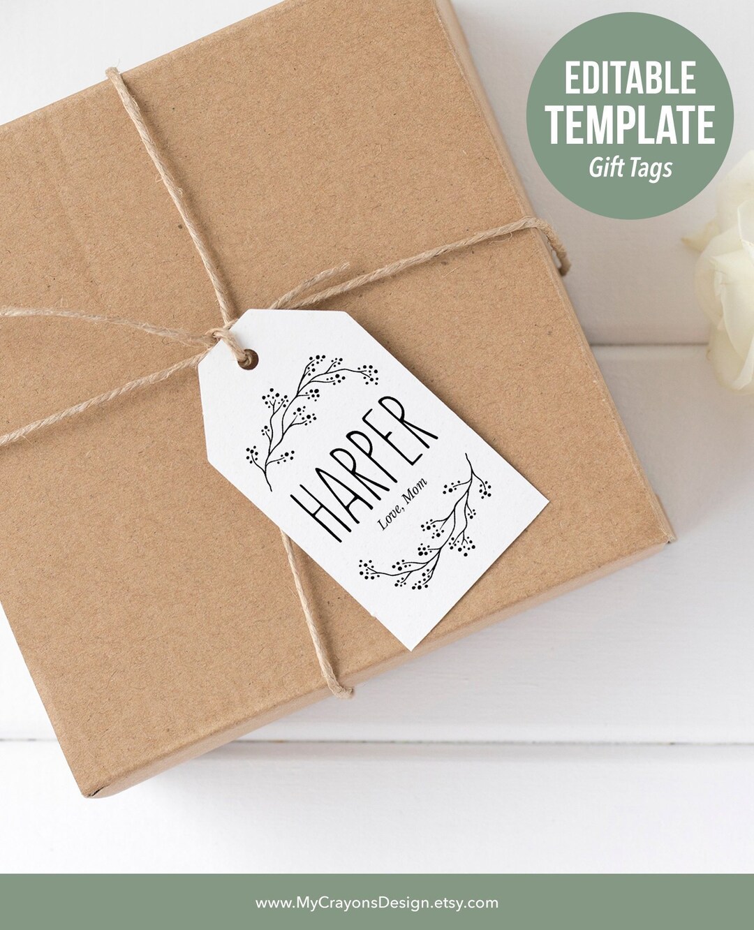 Rustic Christmas Gift Tags Template Editable Holiday Gift - Etsy