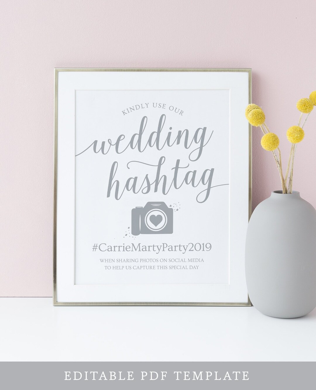 Wedding Hashtag Sign Printable / Modern Wedding Signs Gray / - Etsy