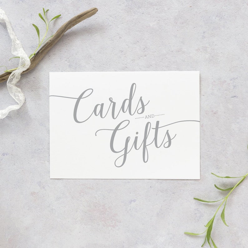 Silver Wedding Cards Sign / Printable Cards and Gifts Sign / | Etsy