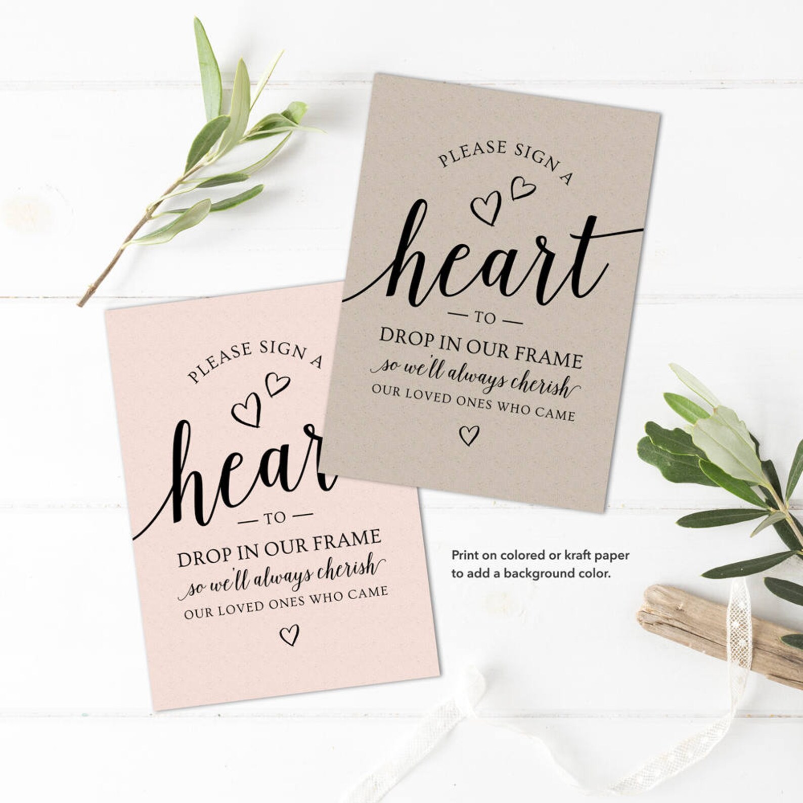 Sign A Heart Guestbook Sign Printable / Wedding Guest Book - Etsy