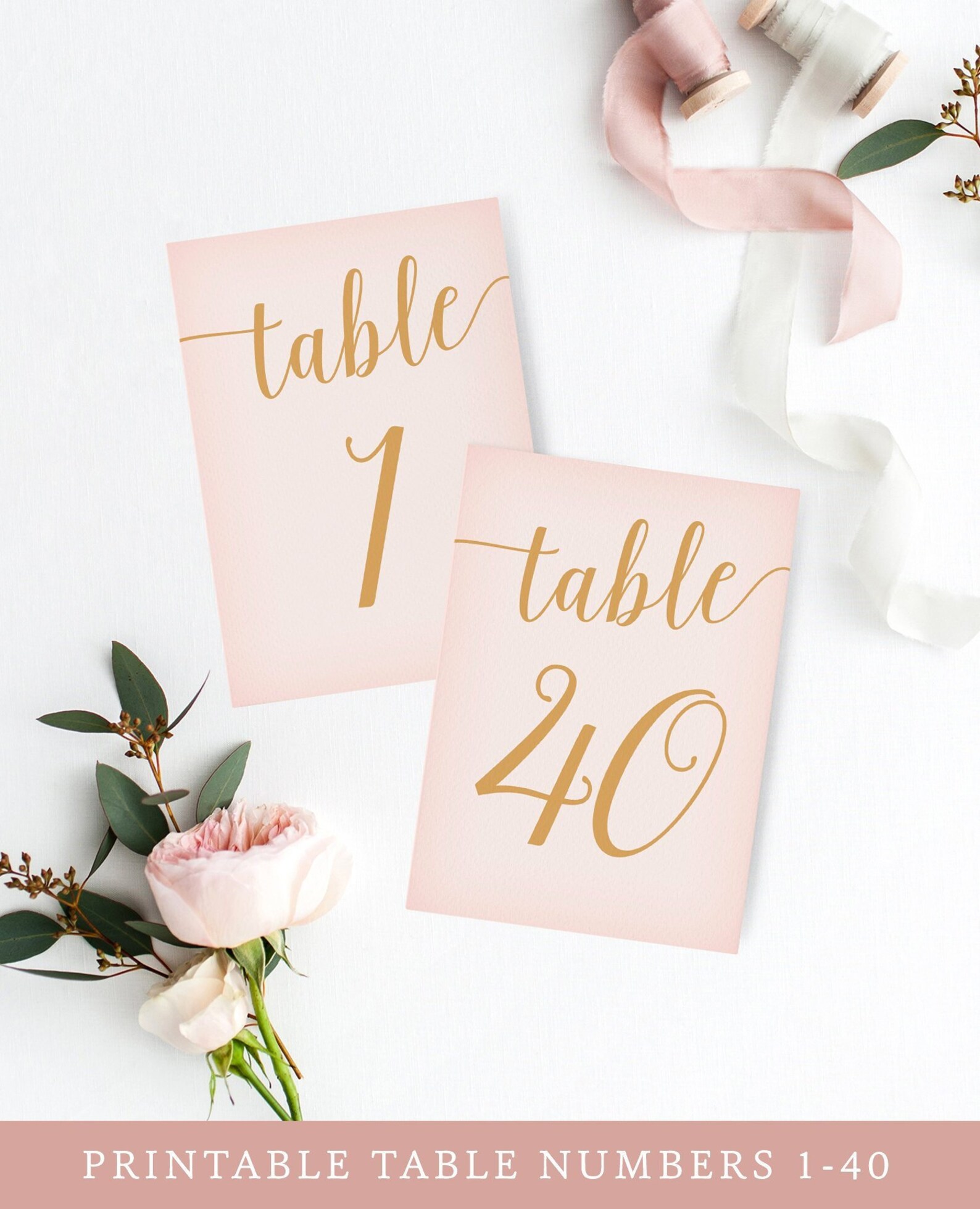 Blush Pink Table Numbers 1-40 / Blush Pink Wedding Table - Etsy