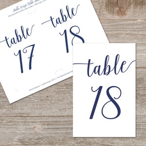 Navy Table Numbers Wedding Printables / Printable Table Numbers 1-40 ...