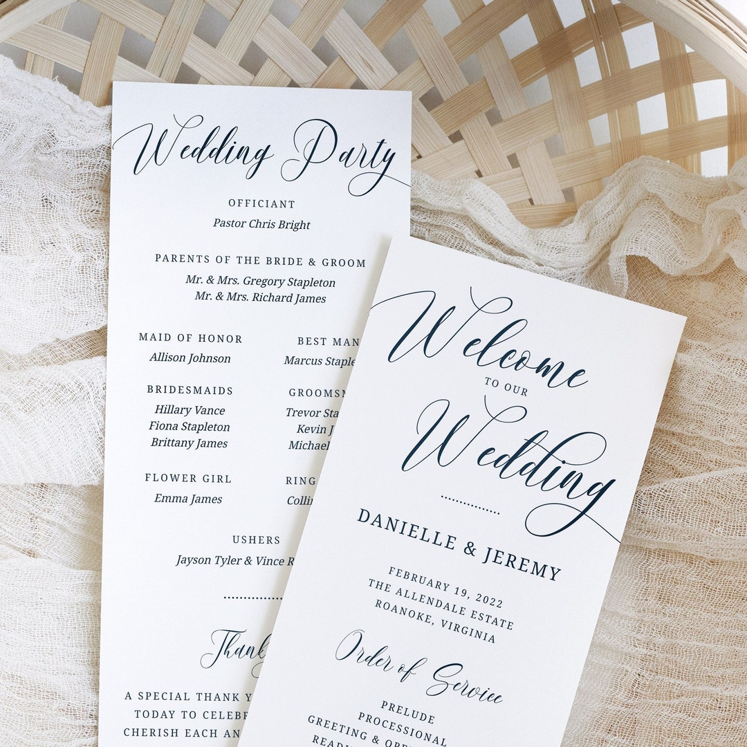 Simple Wedding Program Template Download, Navy Wedding Ceremony ...