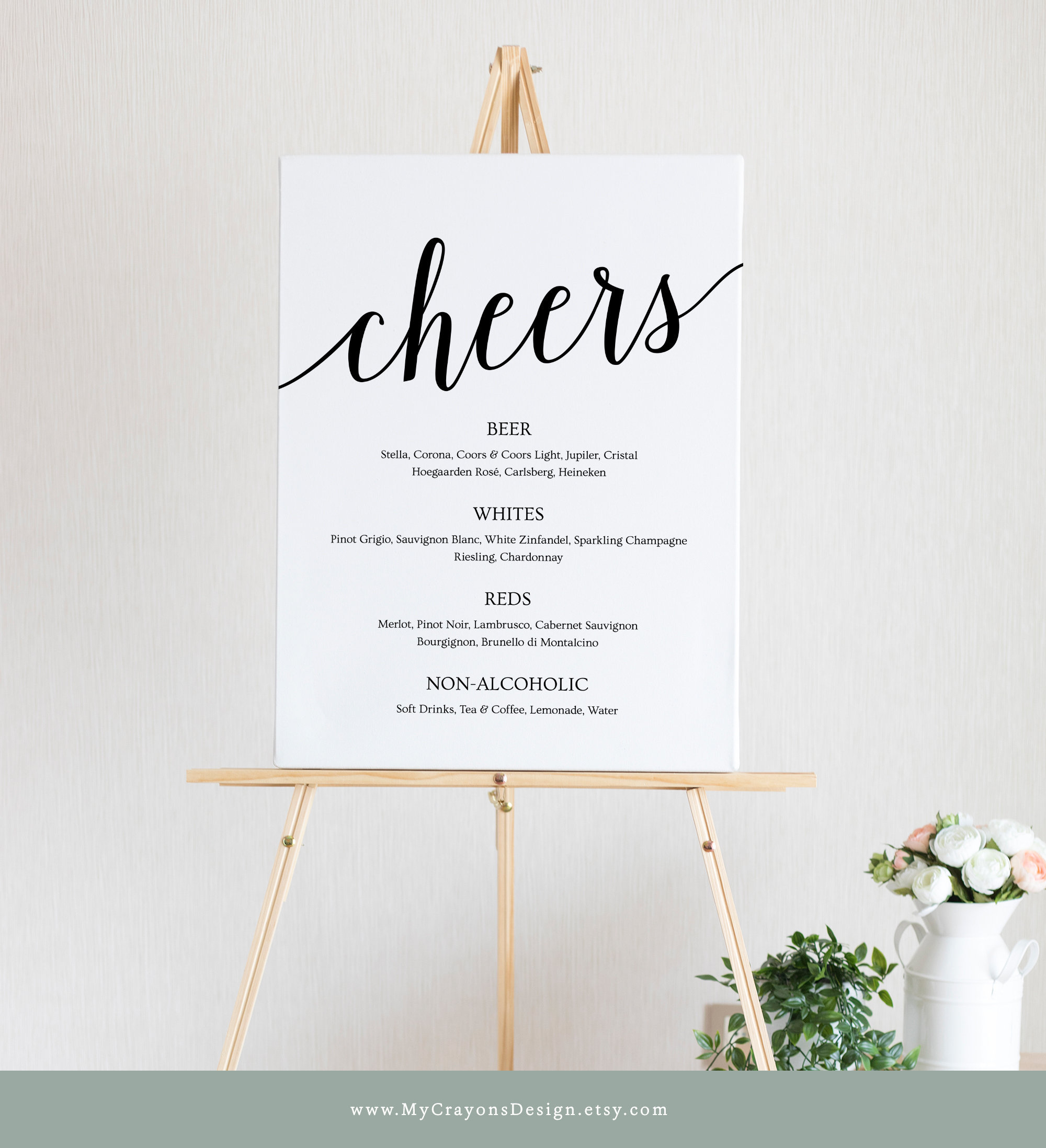 Wedding Bar Menu Sign Rustic Wedding Menu Template Drink | Etsy
