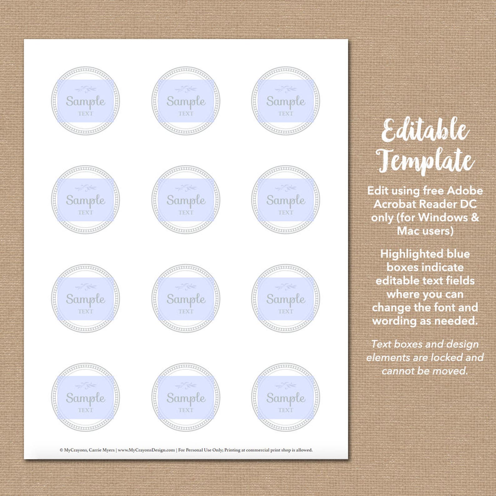 Printable Spice Label Template // Spice Jar Labels // | Etsy