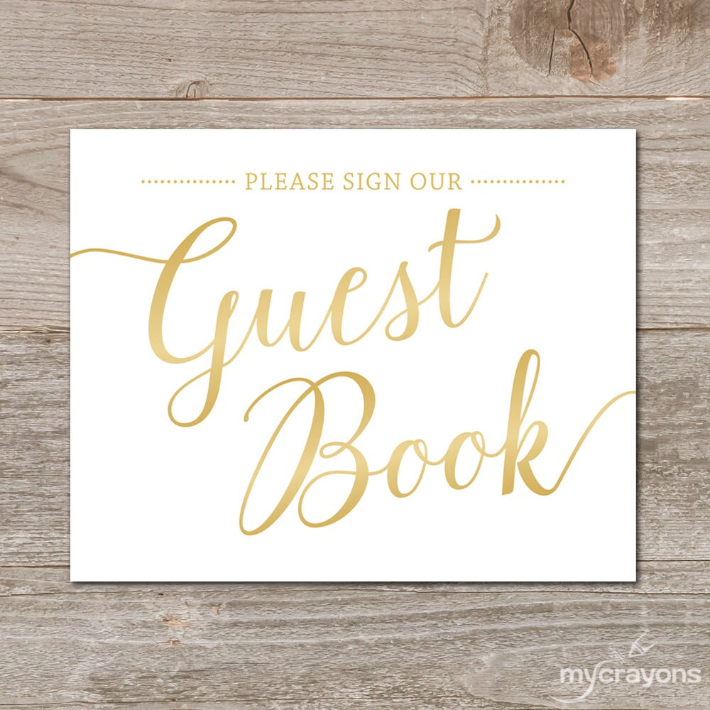 Printable Wedding Guest Book Sign // Gold Guestbook Sign | Etsy