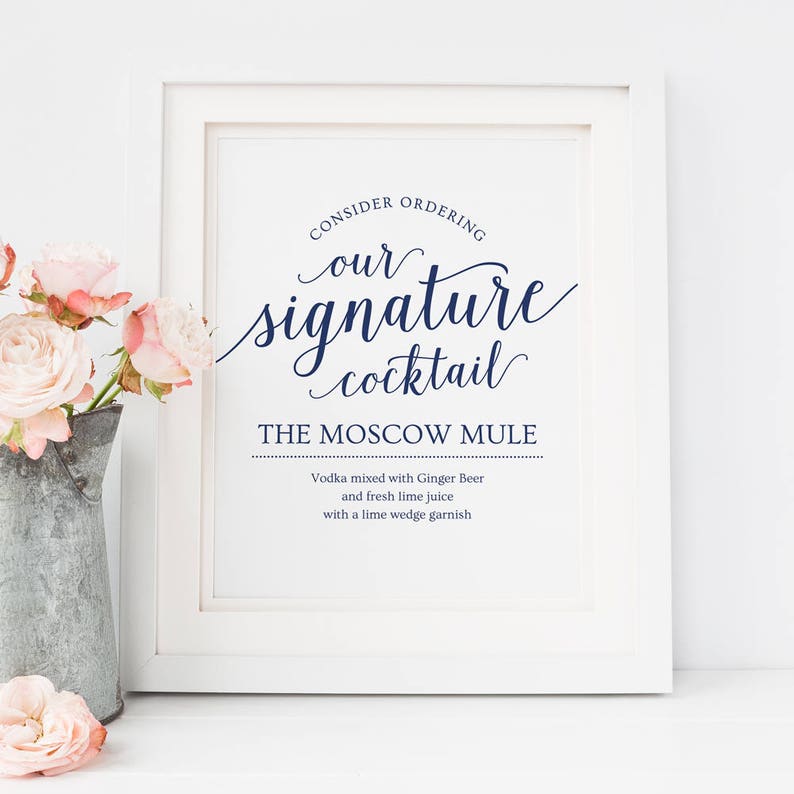 Navy Signature Cocktail Sign / Signature Drink Sign / Wedding | Etsy