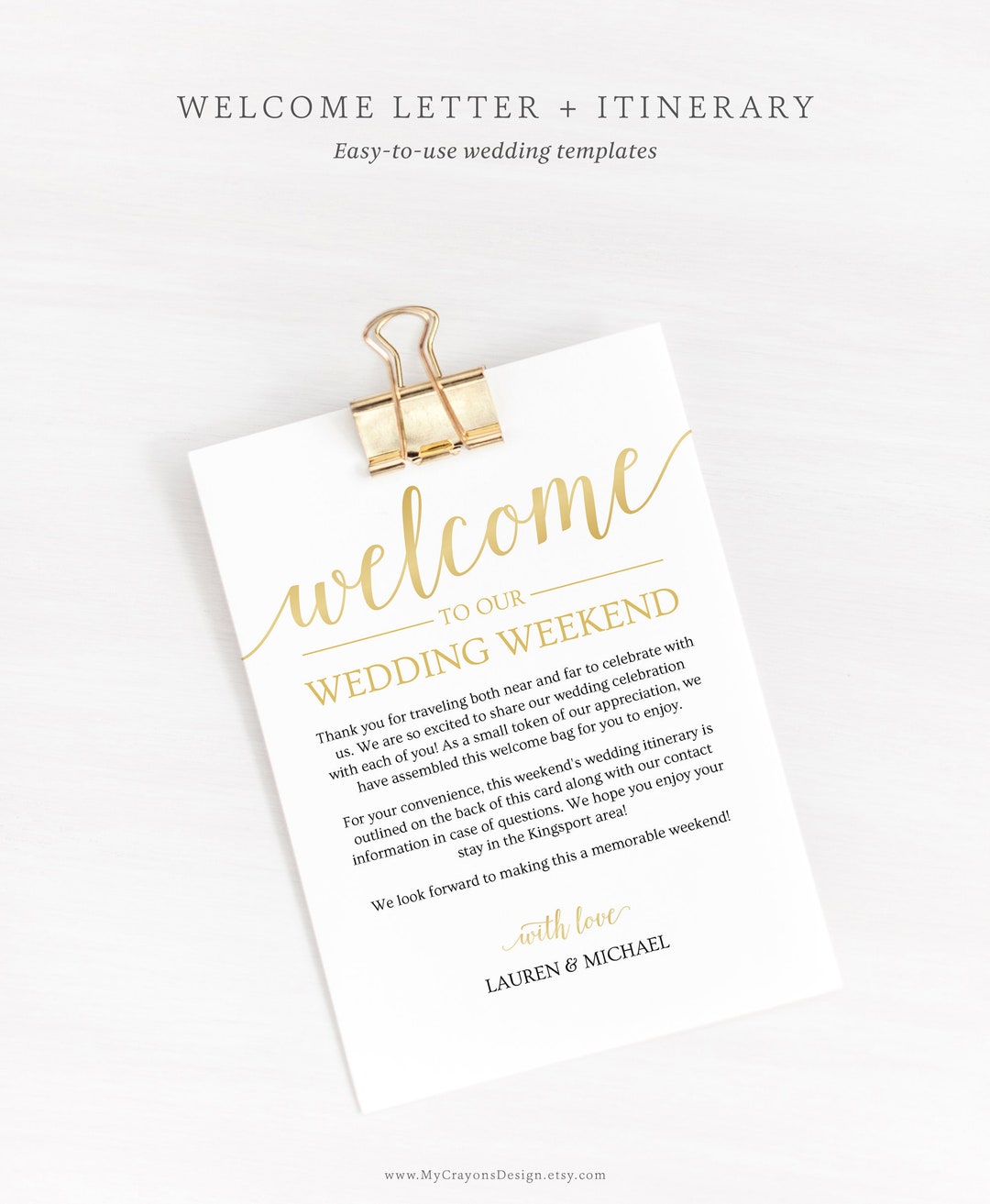 Welcome Letter Wedding Template, Welcome Bag Note Printable, Wedding ...