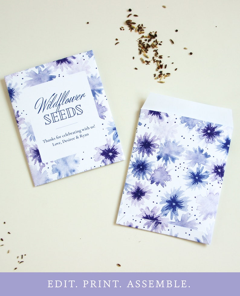 Wedding Seed Packets Template / Seed Envelopes for Bridal - Etsy