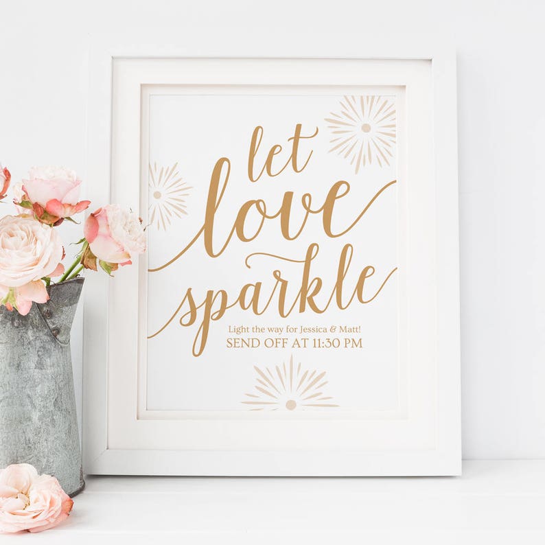 Let Love Sparkle Sign Template / Gold Wedding Signs Printable | Etsy