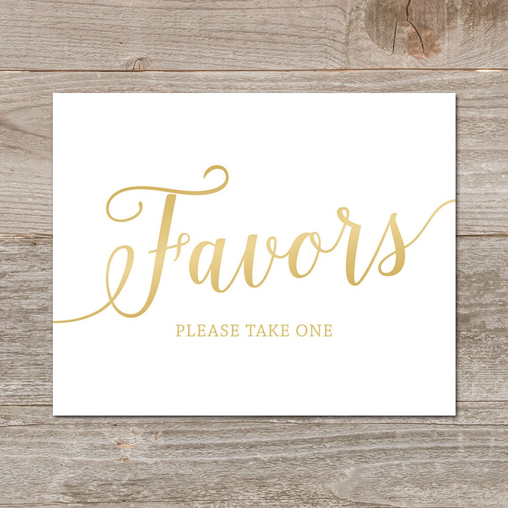 Gold Wedding Favor Sign Printable Wedding Signs Favors Sign | Etsy