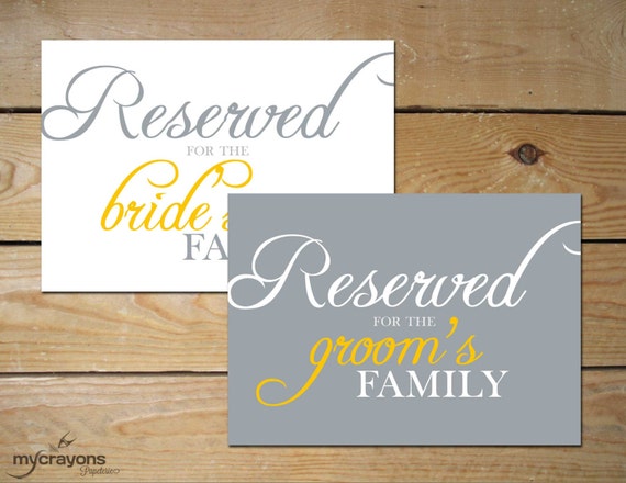 Free Printable Reserved Seating Signs For Your Wedding