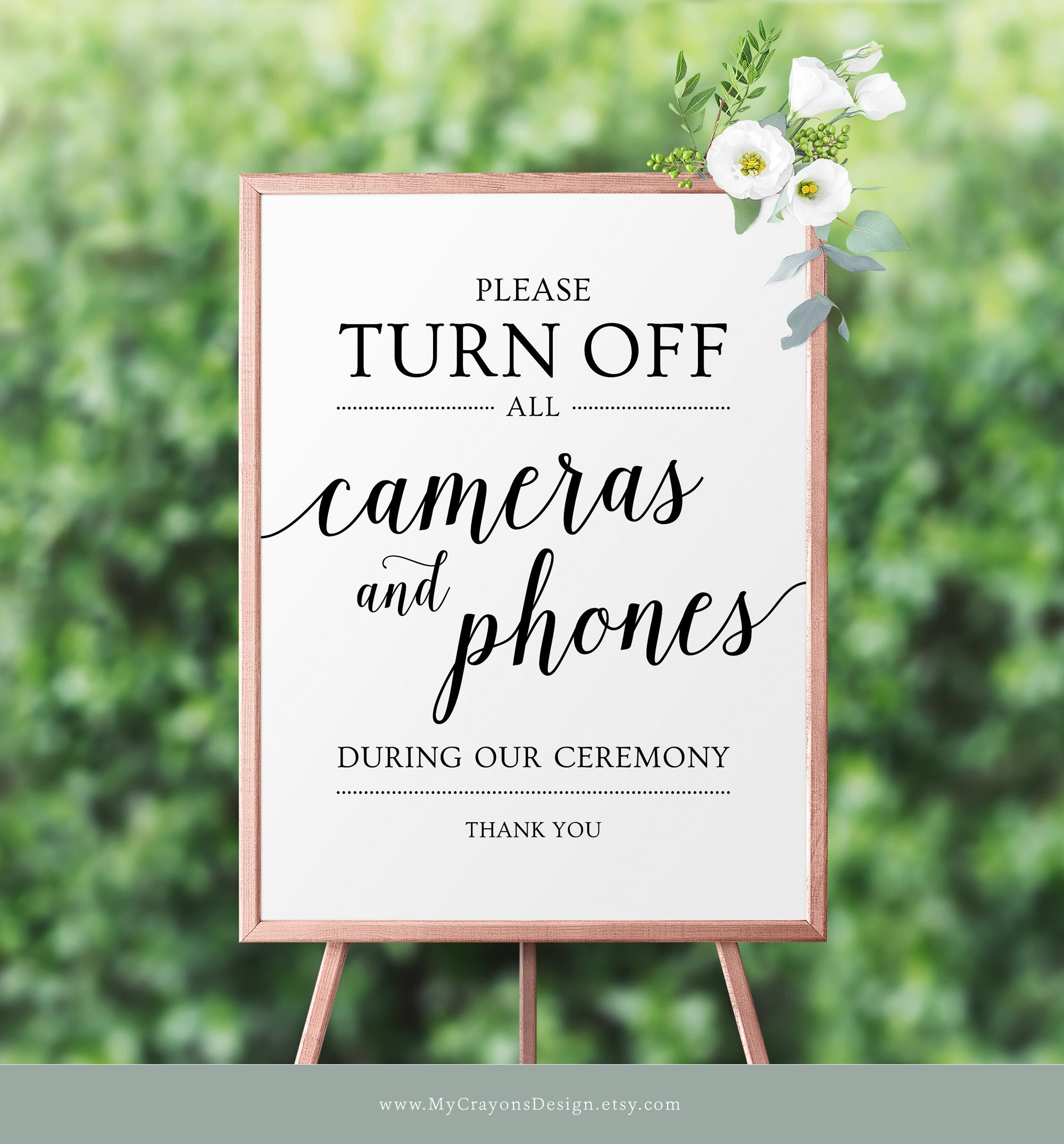 Instant Download Wedding Ceremony Sign Put Your Mobile Phones & Cameras ...