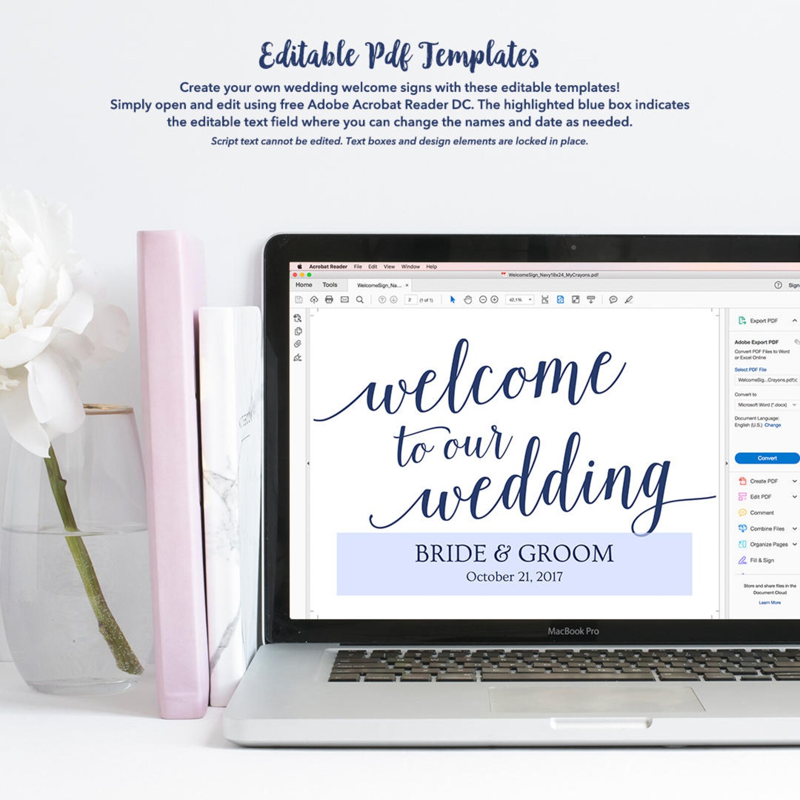 Navy Wedding Welcome Sign Welcome Wedding Sign Printable - Etsy