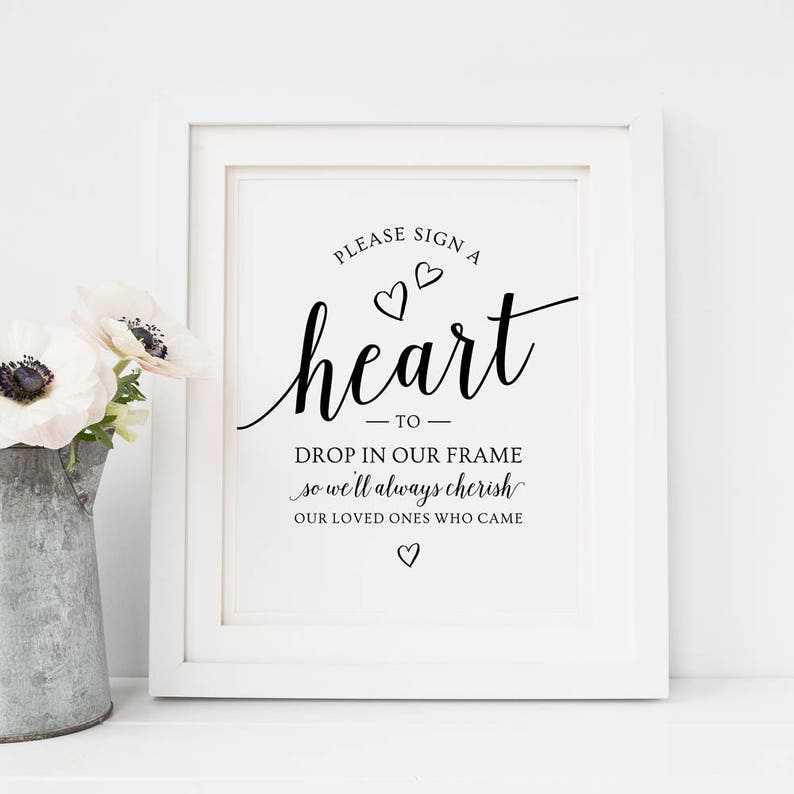 Sign A Heart Guestbook Sign Printable / Wedding Guest Book - Etsy
