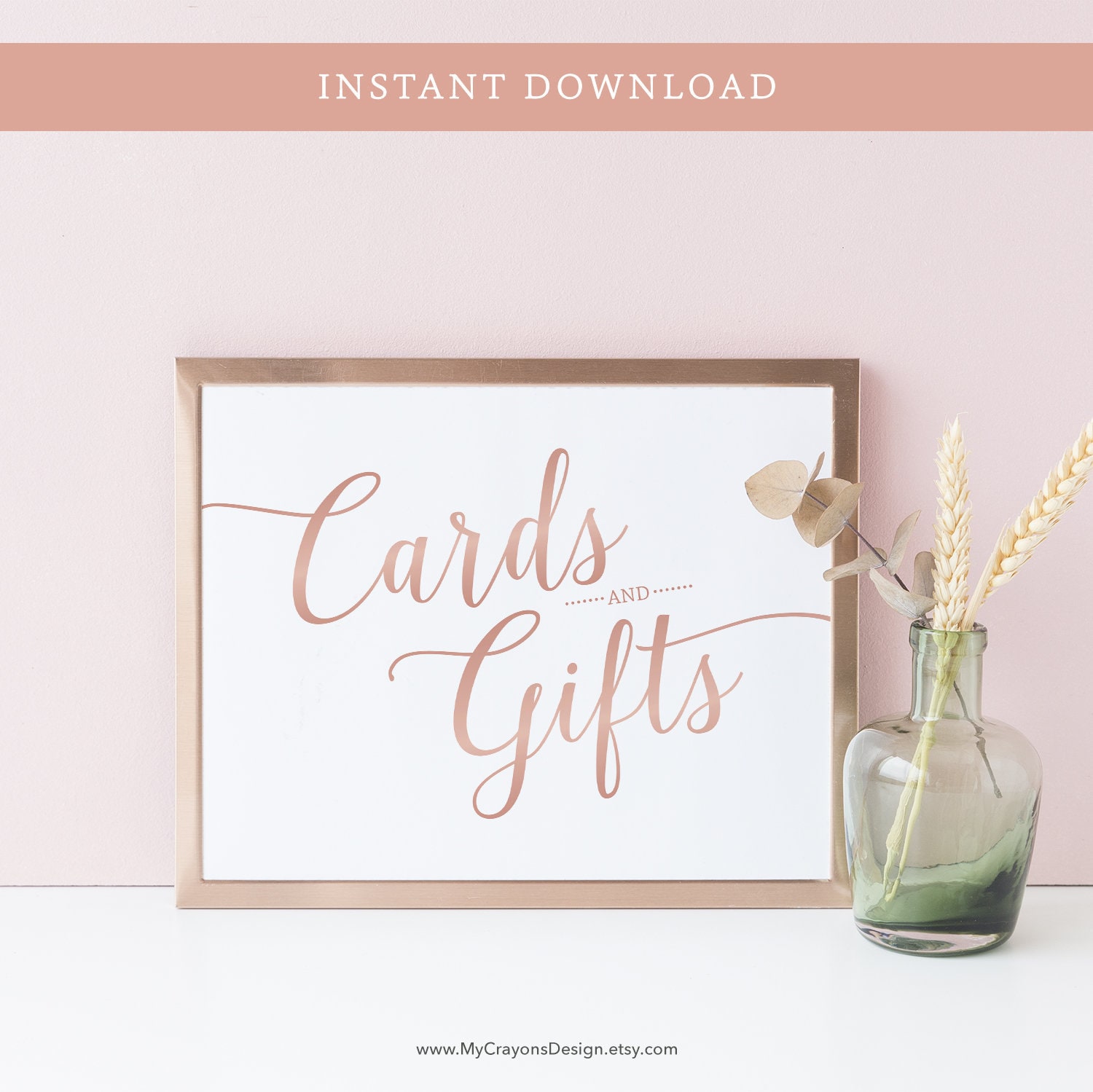 Rose Gold Cards and Gifts Sign Printable / Rose Gold Wedding | Etsy