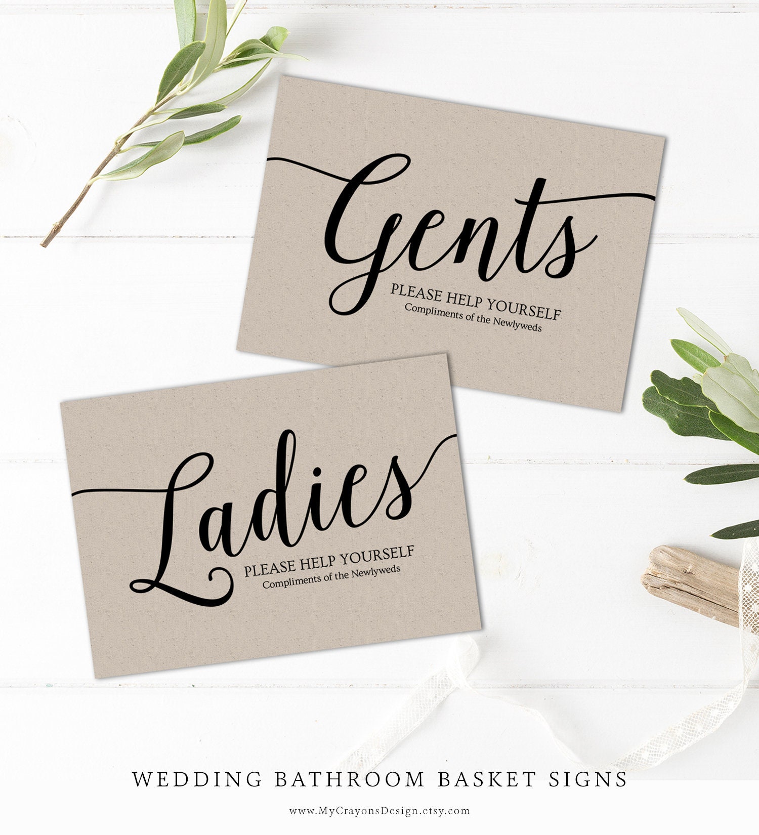 Wedding Bathroom Signs / Wedding Bathroom Basket Sign / Rustic | Etsy