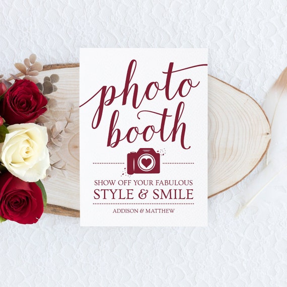 Burgundy Photo Booth Sign for Graduation Wedding Bridal | Etsy