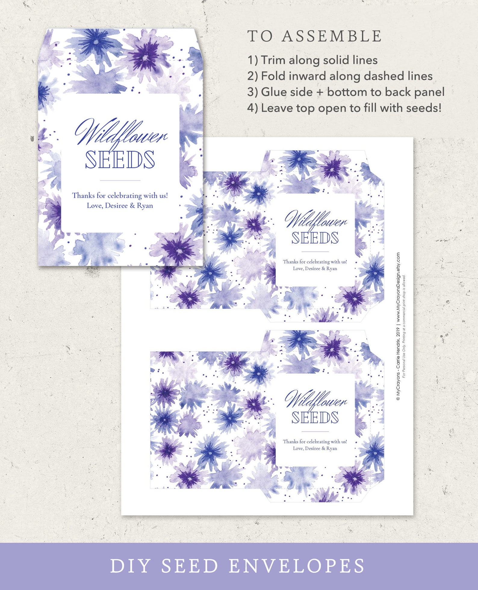 Wedding Seed Packets Template / Seed Envelopes for Bridal - Etsy