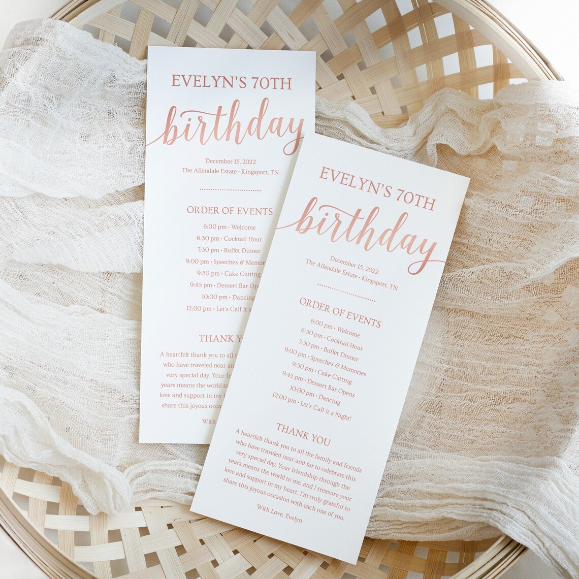 Birthday Program Template Rose Gold Birthday Party Editable - Etsy