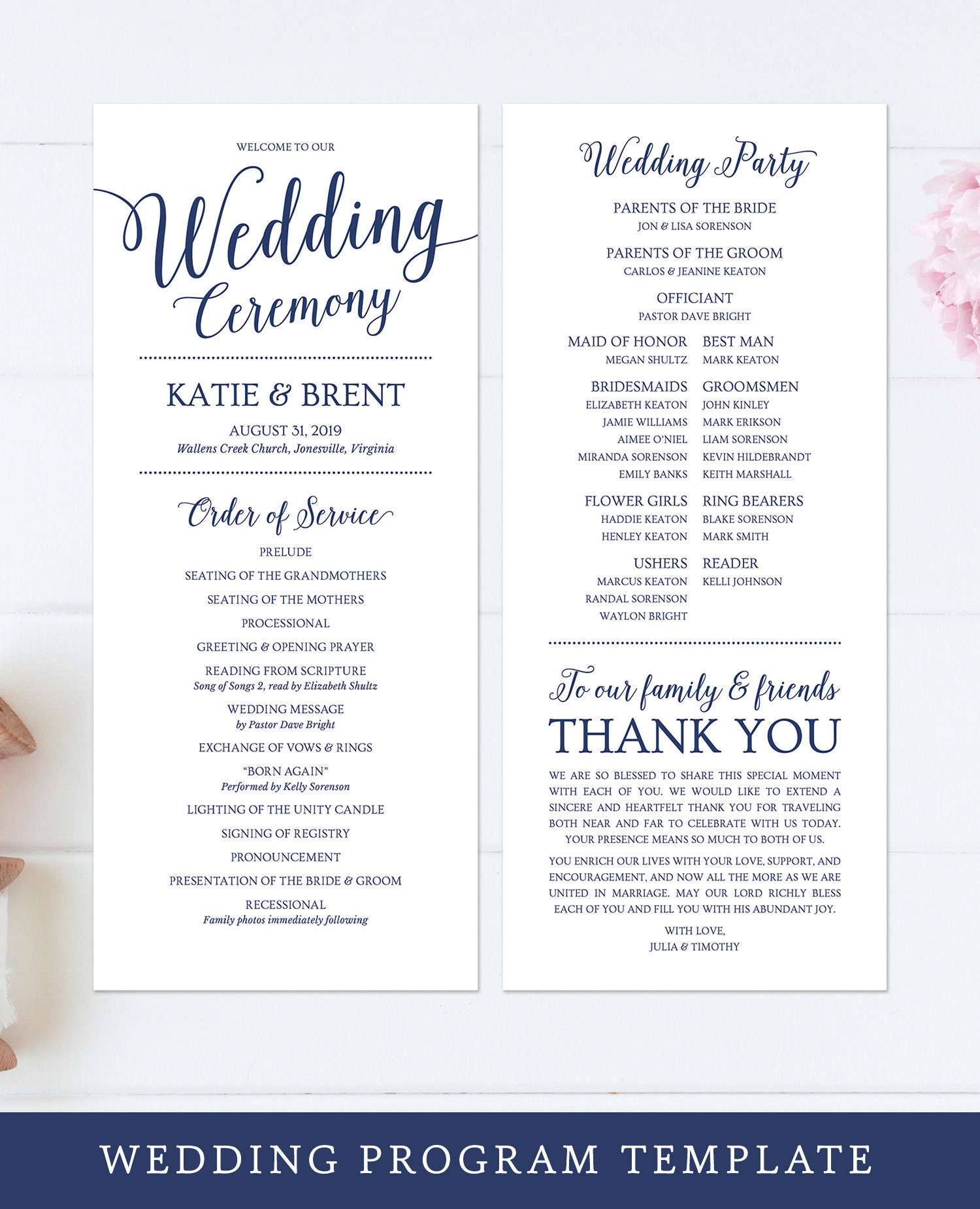 Wedding Programs Instant Download / Wedding Ceremony Program / | Etsy