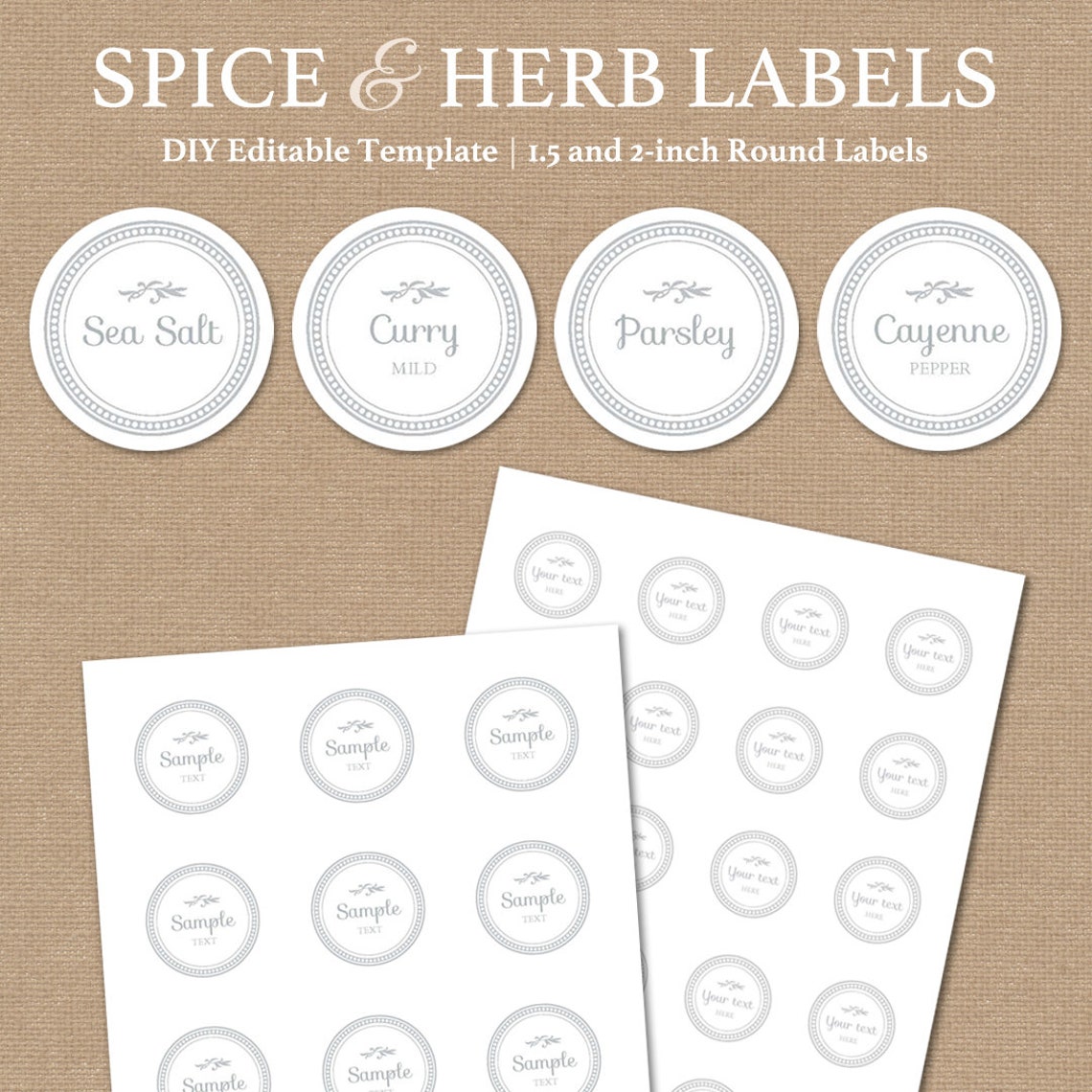 Printable Spice Label Template // Spice Jar Labels // | Etsy