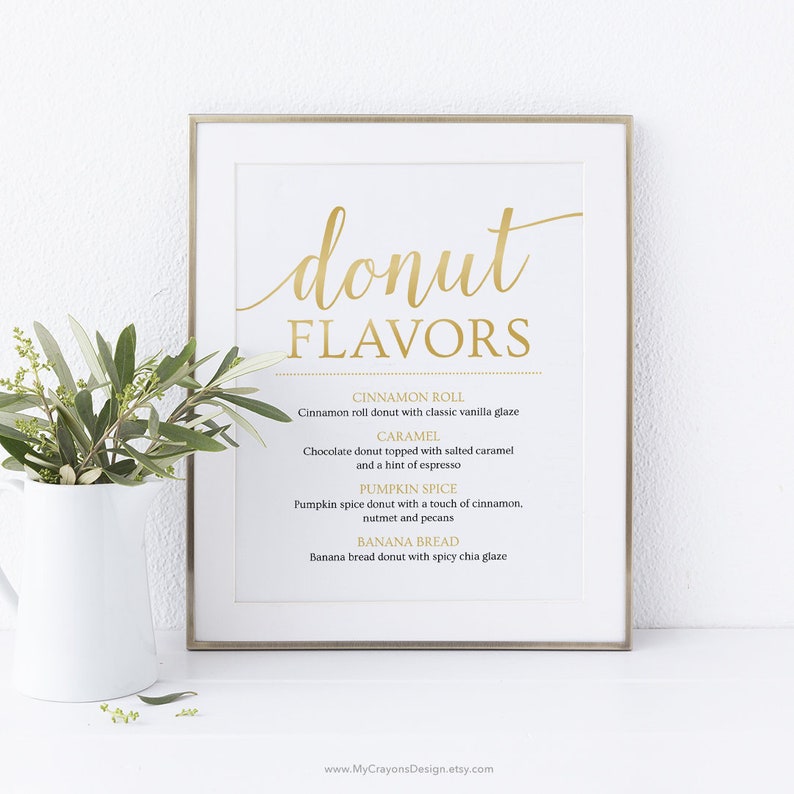 Donut Sign Wedding Template Donut Bar Sign Gold Wedding - Etsy