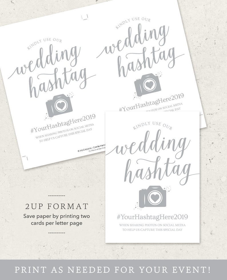 Wedding Hashtag Sign Printable / Modern Wedding Signs Gray / - Etsy