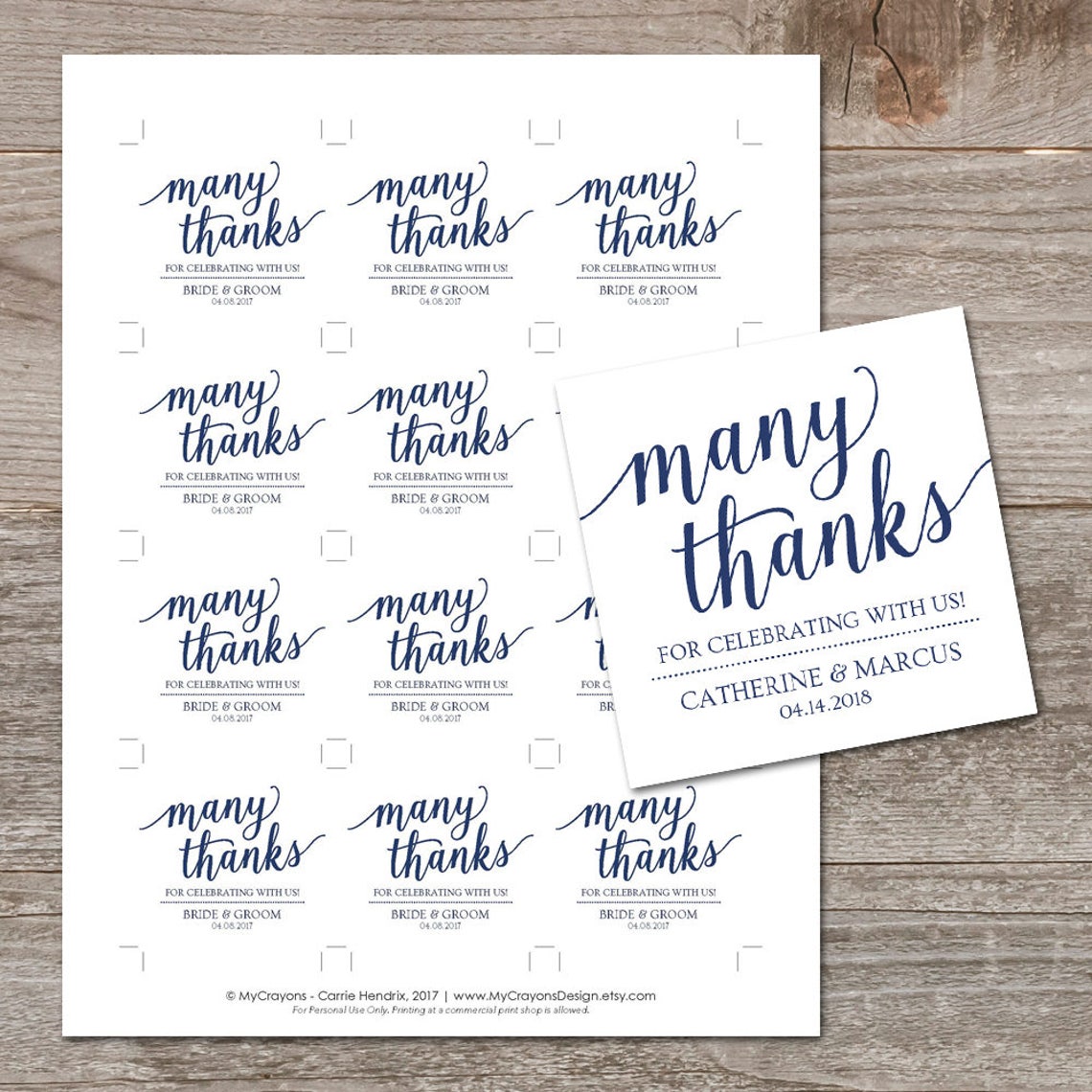 Navy Thank You Tag Template Download // Editable Thank You - Etsy