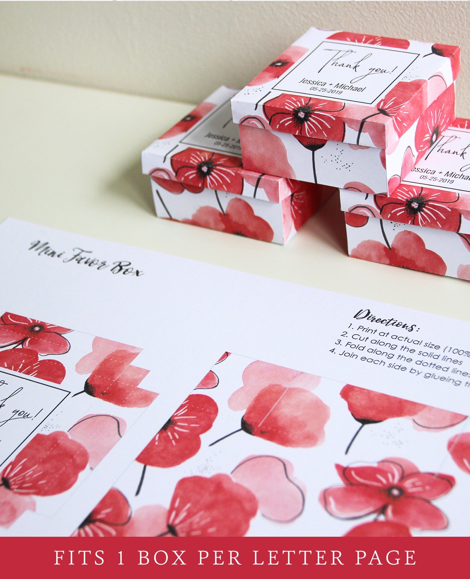 Floral Favor Box Template Small Gift Box Printable DIY | Etsy