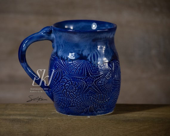 Hand Made Ceramic Coffee Mug Tea Cup Ocean Sea Shell Náutica - Etsy España