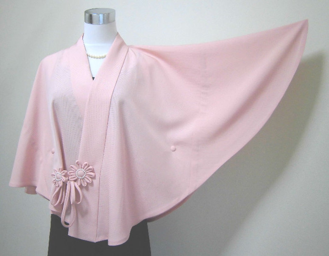 Silk Kimono Poncho Three Quarter Sleeves : Pale Pink / All Hand Sewing ...