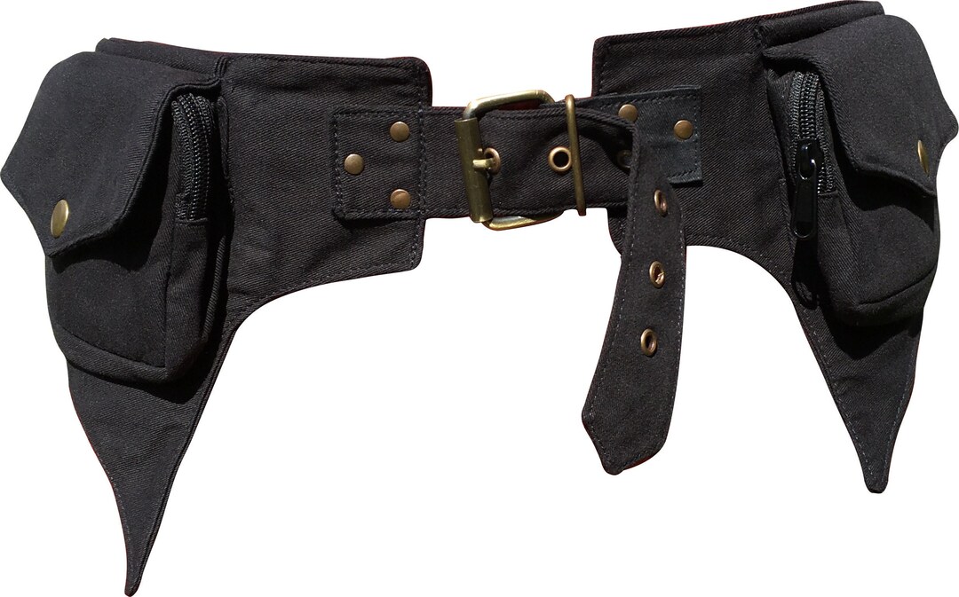 Black Cotton Bum Bag, Utility Belt, Festival Pocket Belt, Waist Bag ...