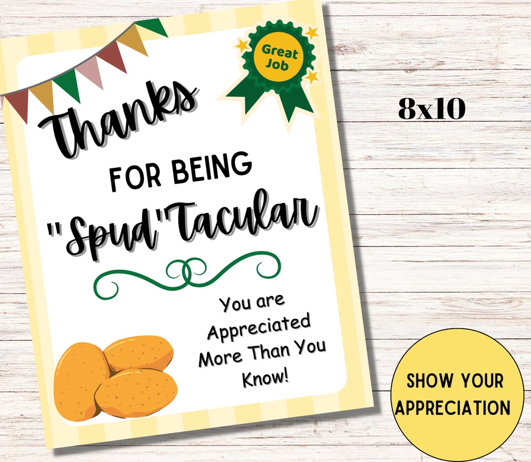 Thank You for Being "spud"tacular- Potato Bar Sign, Thanks - Etsy