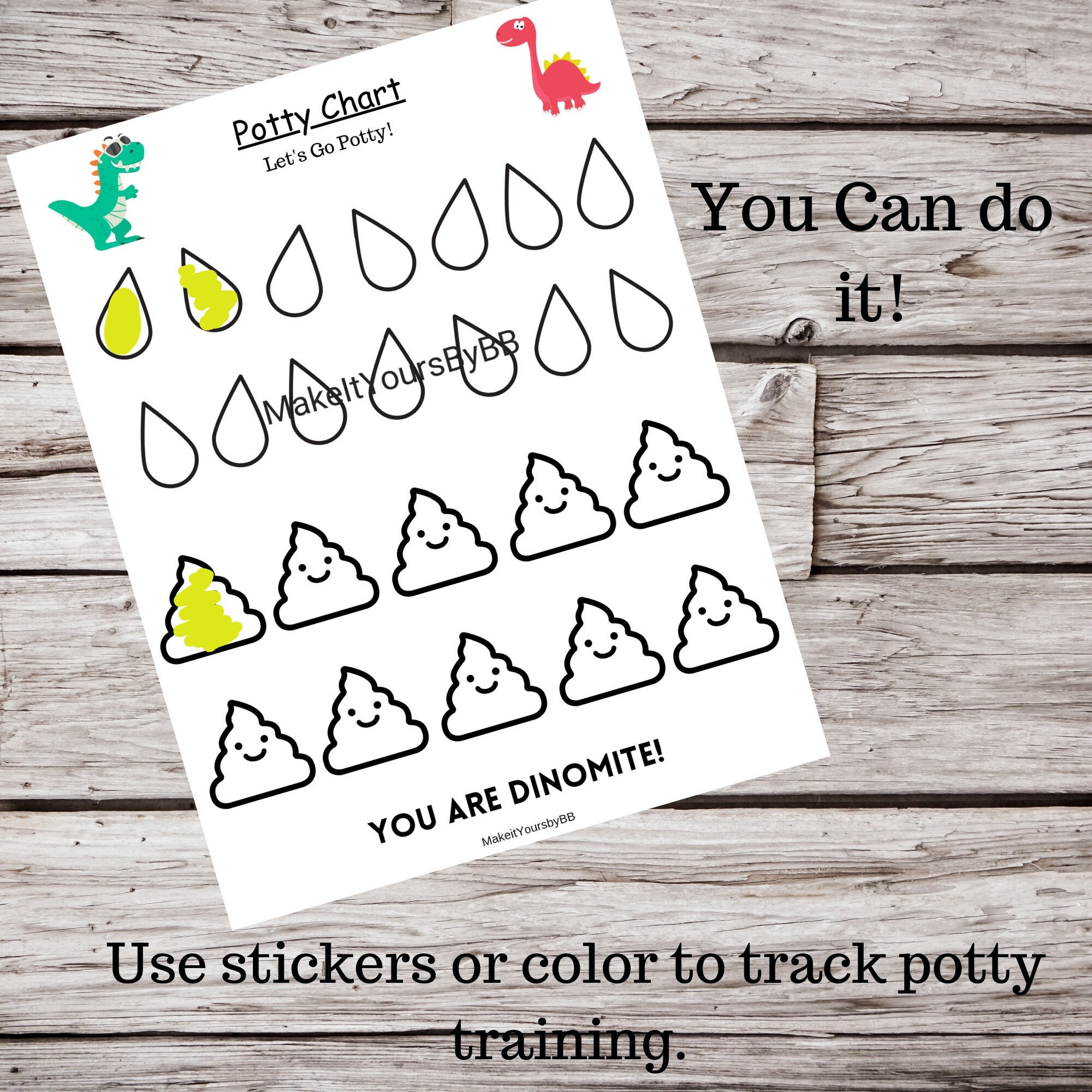 Dinosaur Potty Chart-toddlers and Preschoolers, Potty Training - Etsy