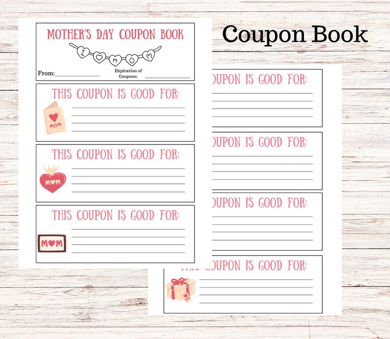 Mothers Day Coupon Book Printable, Kids Gift - Etsy
