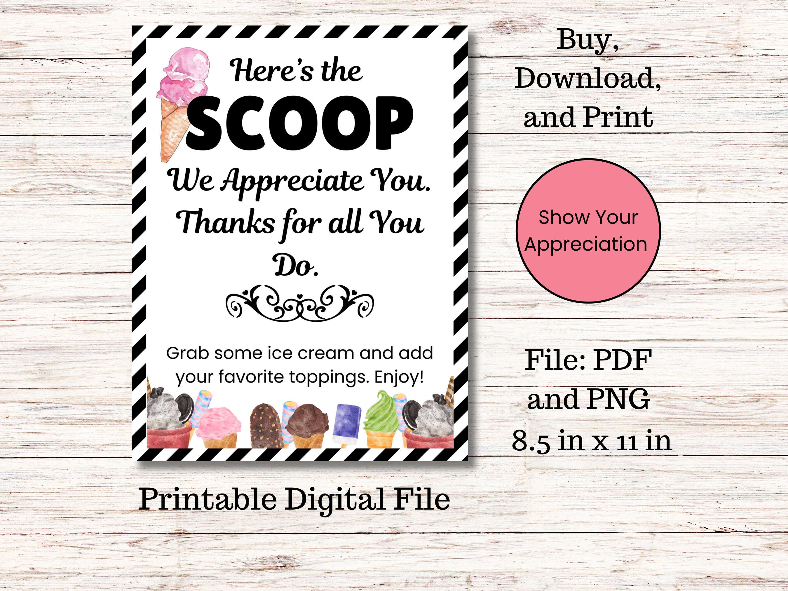 Ice Cream Sundae Bar Sign- Team Appreciation, Thanks, Printable - Etsy