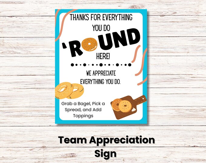 Editable Bagel Bar Thank You Sign for Teachers Nurses Staff Employee ...
