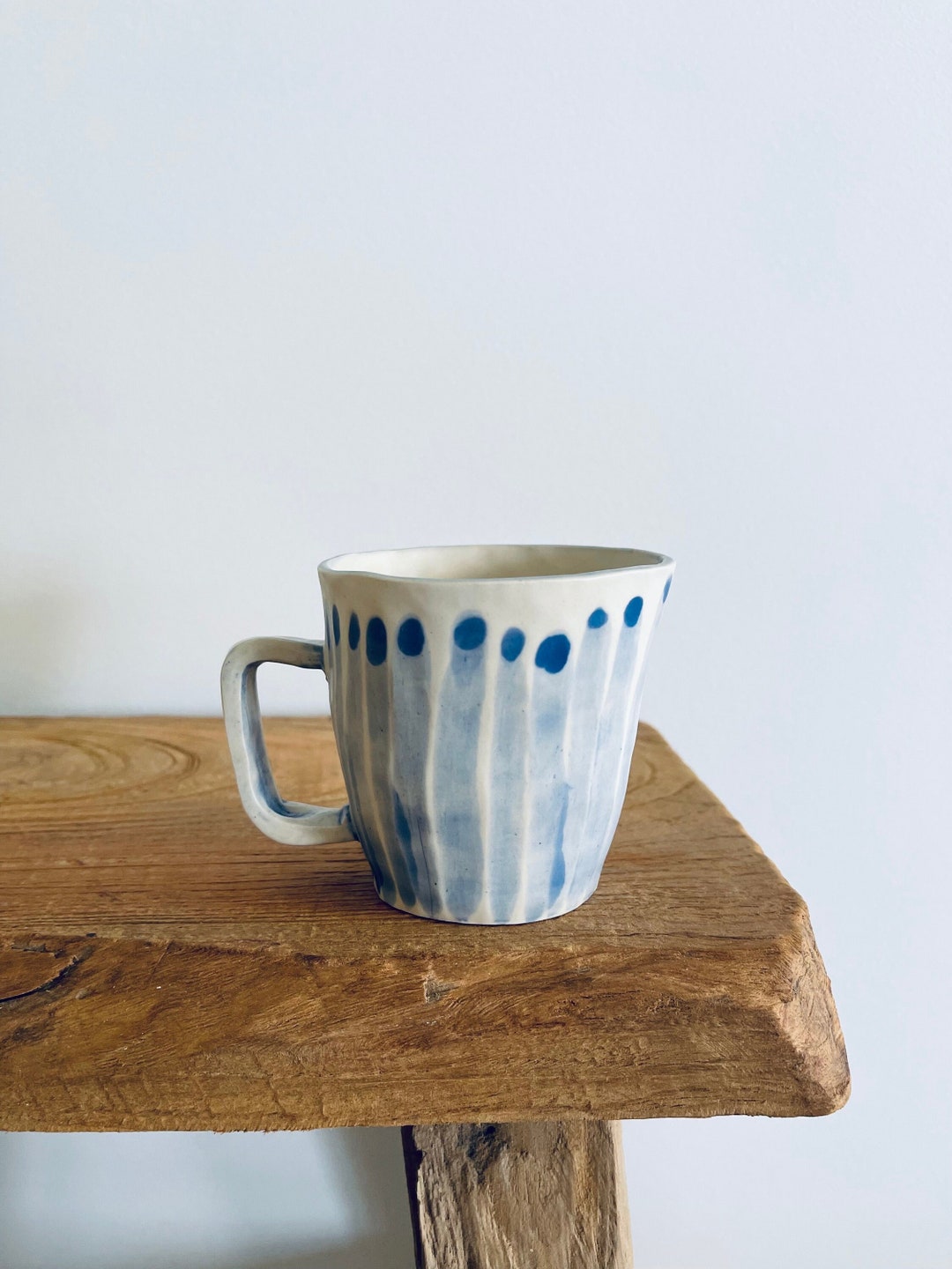 Hand Built Stoneware Indigo Watercolour Mug, Coffee Cup, Ceramic Coffee ...