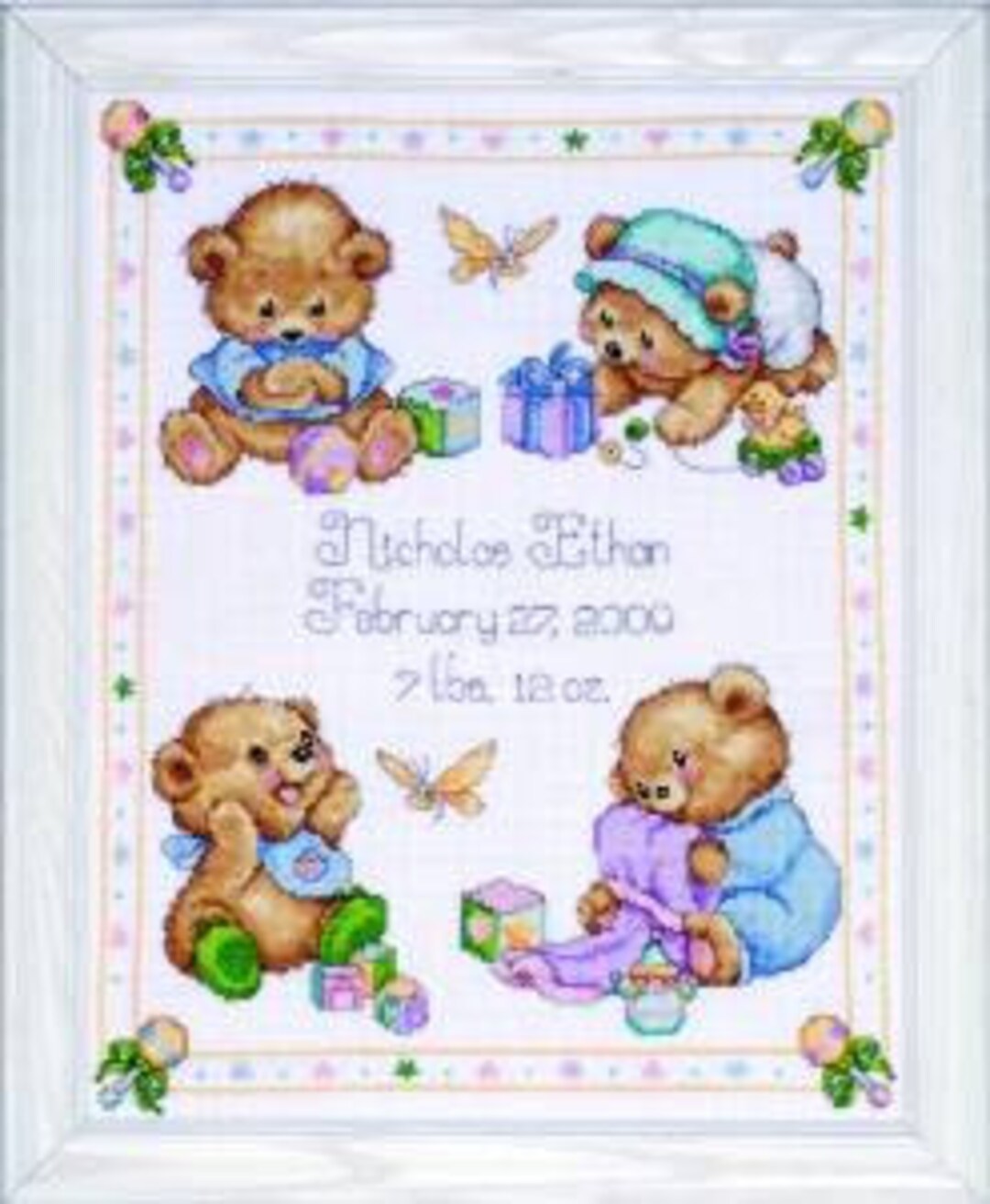 Cross Stitch Kit - Tobin Baby Bears Birth Record - Etsy
