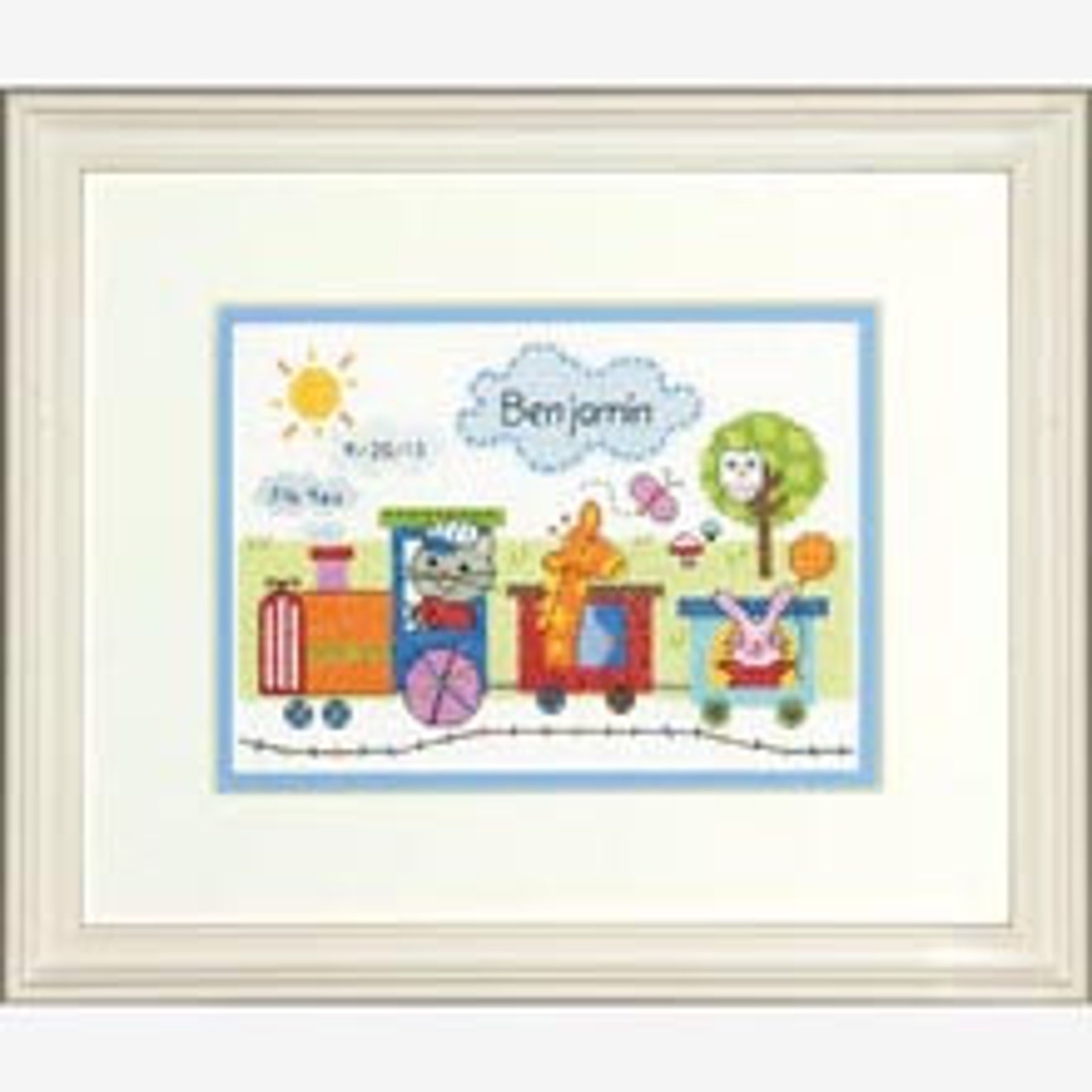 Cross Stitch Kit Train Birth Record - Etsy