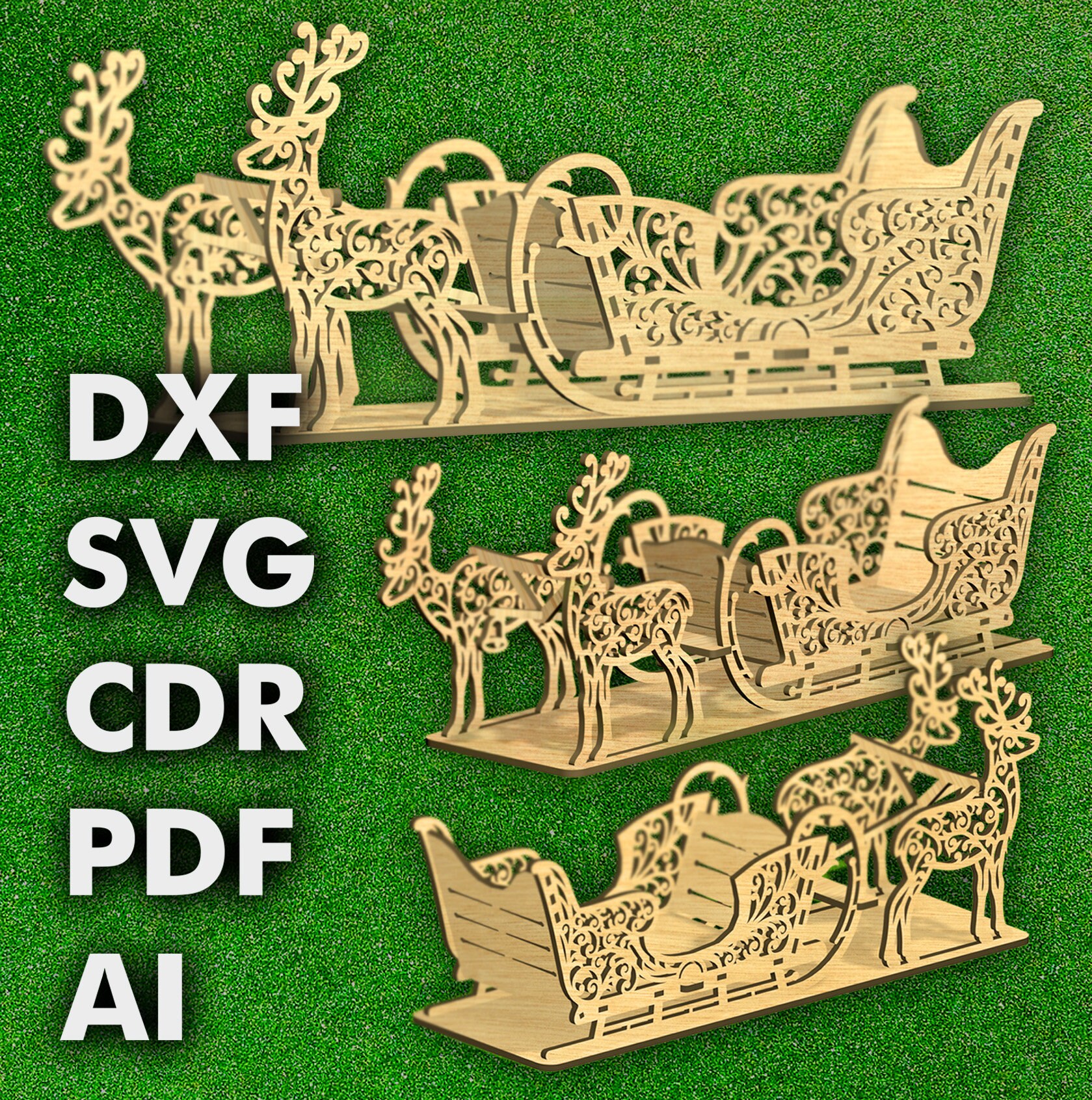Santa Claus Sleigh Laser Cut Christmas Dxf for Laser Cutter - Etsy