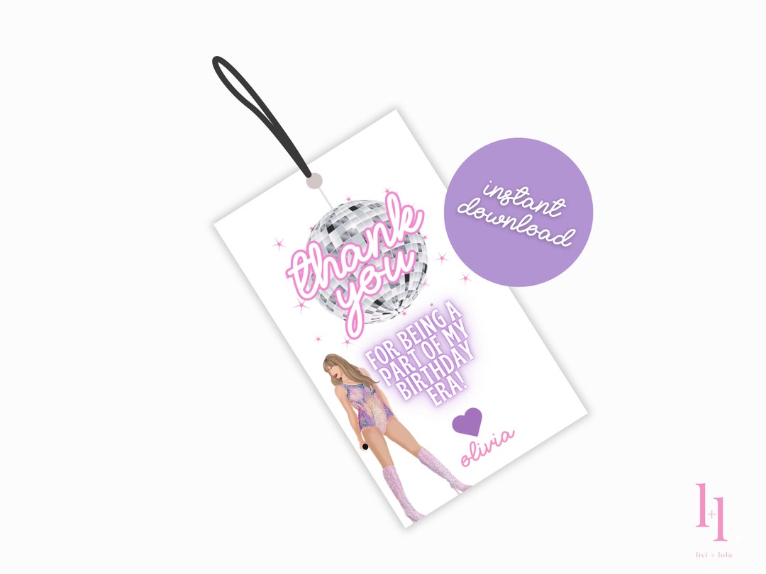 Printable Birthday Party Favor Tag, T Swift Birthday, Eras Birthday ...
